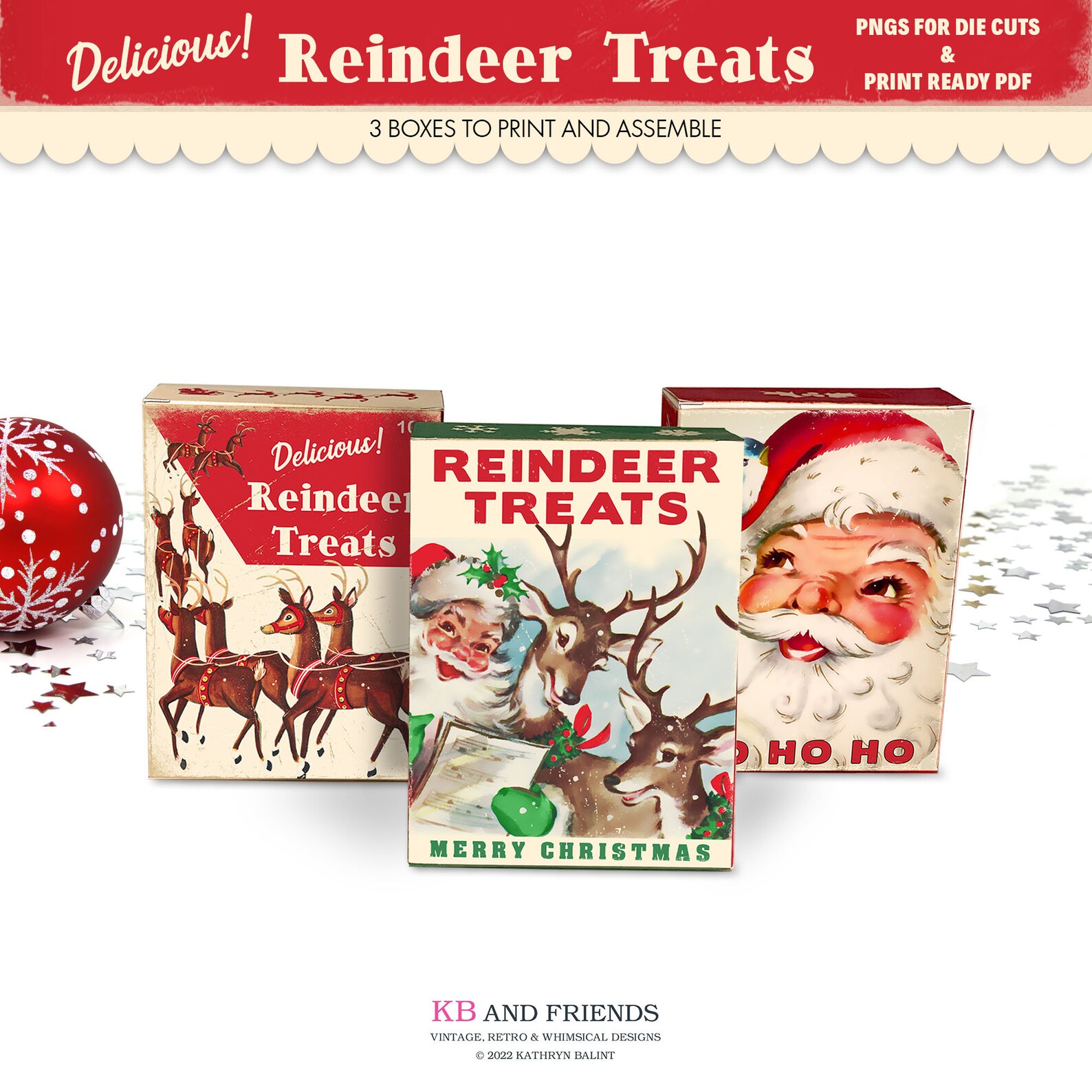 Vintage Style Christmas Boxes: 3 Printable DIY Reindeer Treats and ...