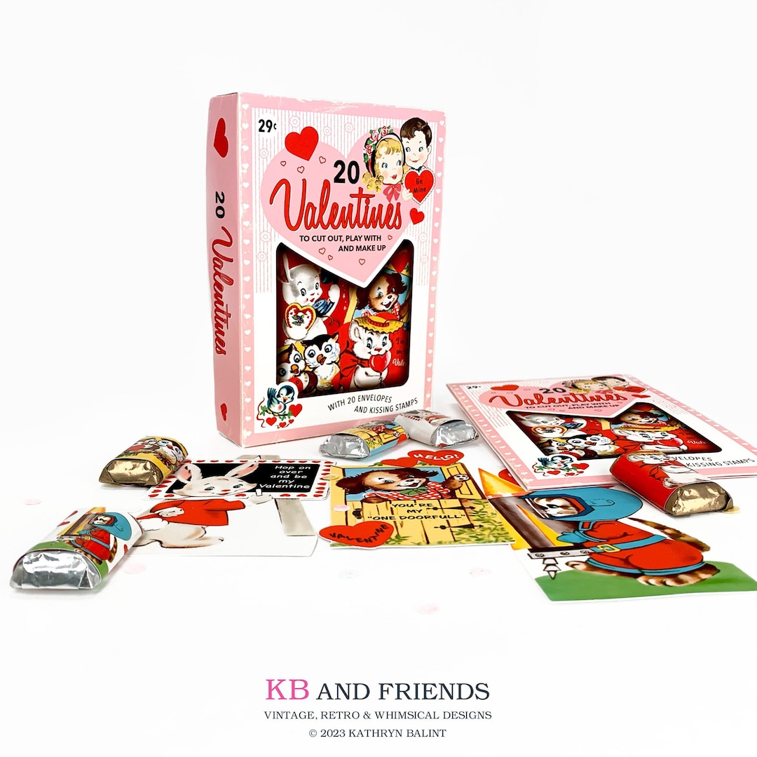 Printable Retro-style "be Mine" Pink Valentine's Day Box, Envelope ...