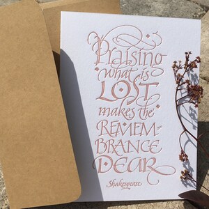 Sympathy Card letterpressed Calligraphy | Etsy