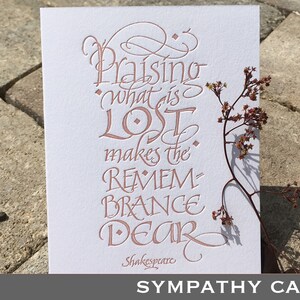 Sympathy Card letterpressed Calligraphy | Etsy