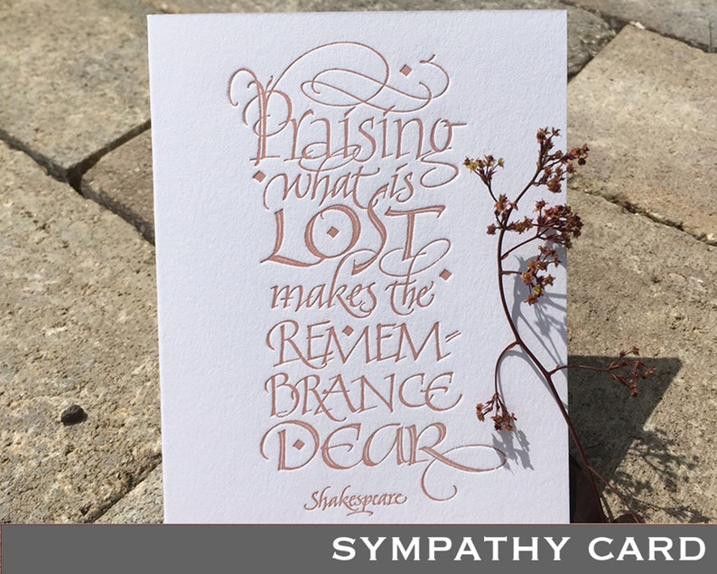 Sympathy Card letterpressed Calligraphy - Etsy