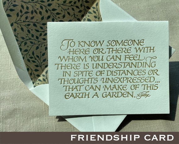 Goethe Quote Greeting Card in Letterpressed Calligraphy - Etsy