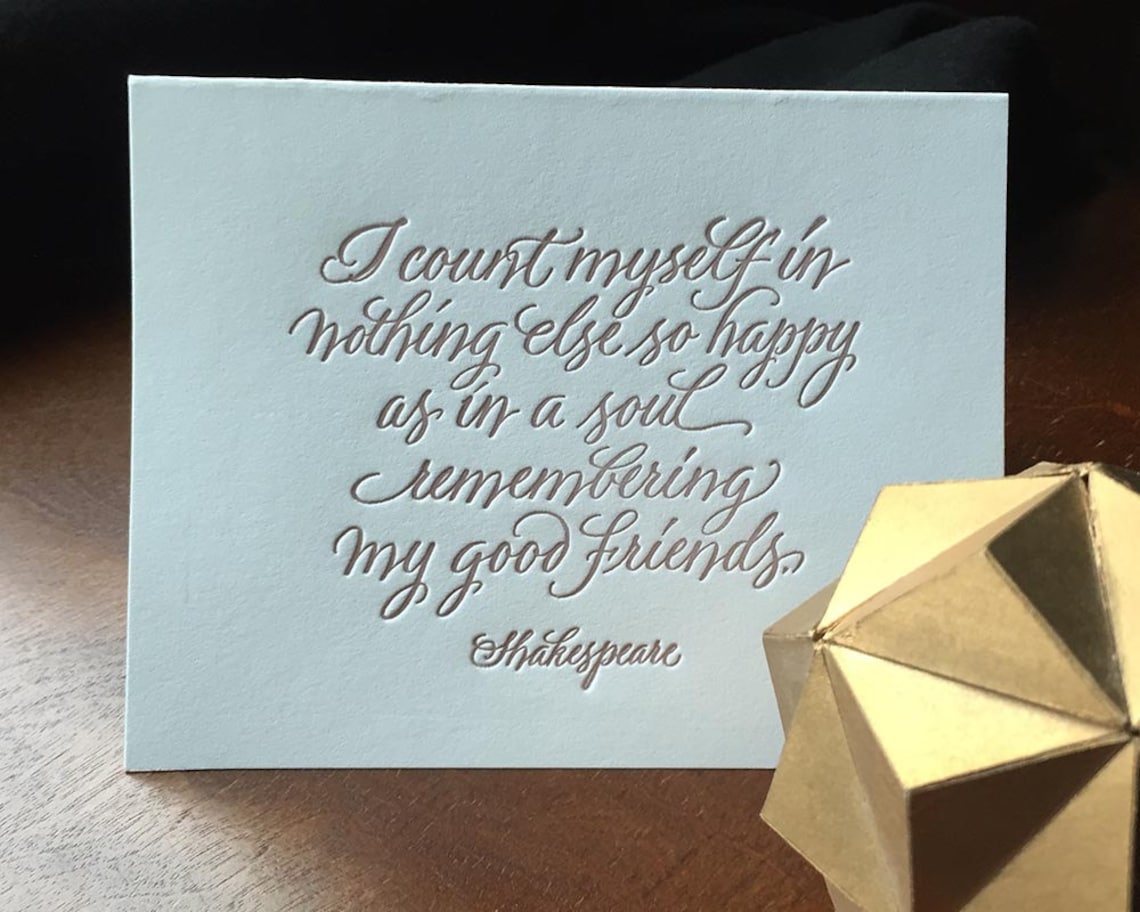 Friendship Letterpressed Calligraphic Card | Etsy