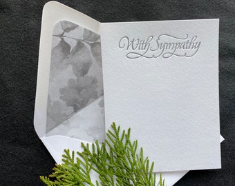Letterpressed Calligraphy Sympathy Card | Etsy