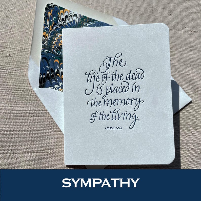 Letterpressed Literary Sympathy Card Featuring Calligraphy - Etsy