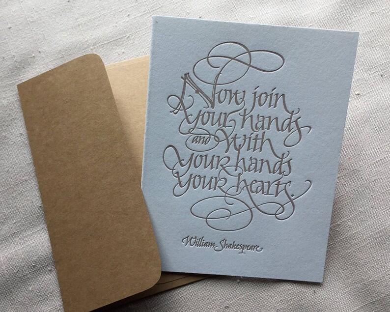 Wedding Card letterpressed Calligraphy - Etsy