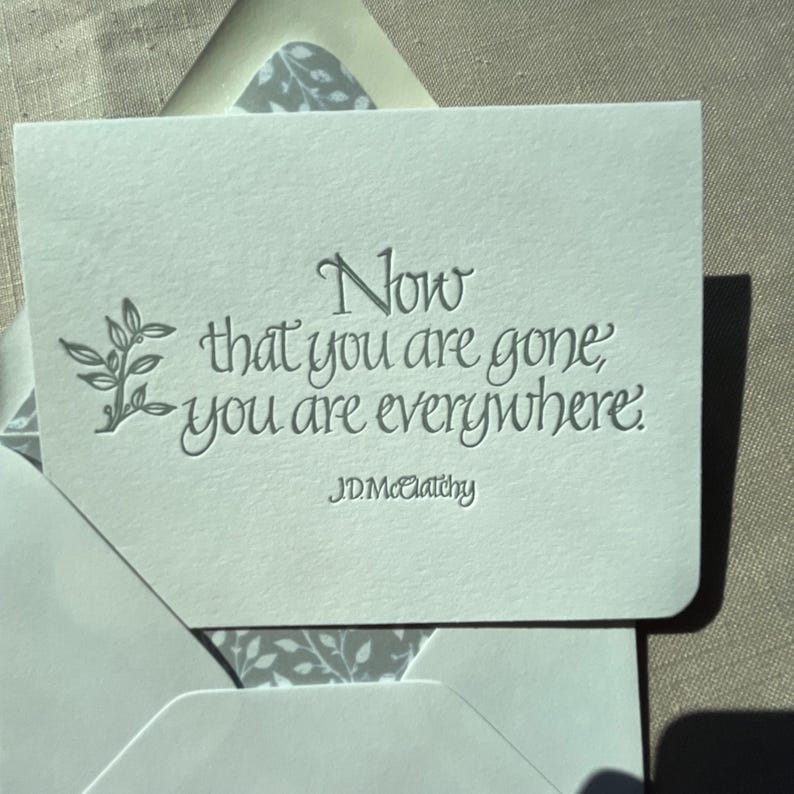 Sympathy Card Letterpressed and Calligraphic - Etsy