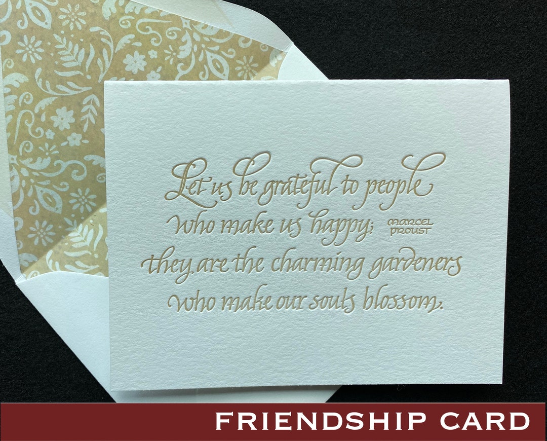 Friendship Letterpressed Literary Calligraphic Greeting Card - Etsy