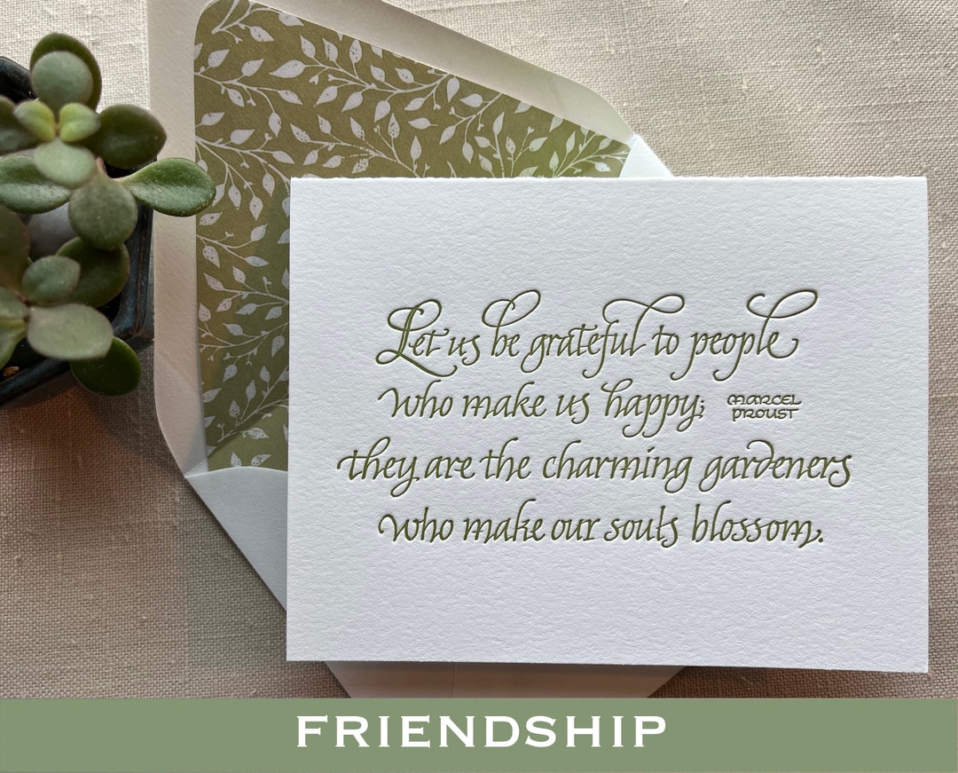 Friendship Letterpressed Literary Calligraphic Greeting Card - Etsy