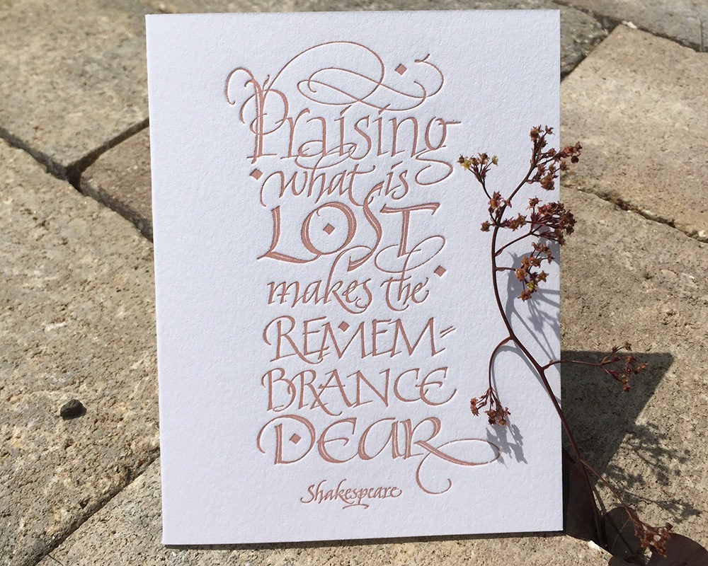 Sympathy Card Letterpressed Calligraphy | Etsy