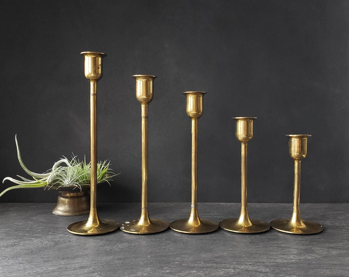 Brass Taper Candle Holders Gold Graduated Taper Candlestick | Etsy
