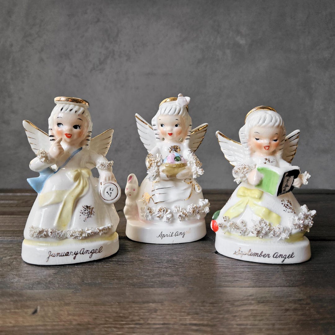 Vintage Napco Birthday Month Angel Figurines - January, April ...