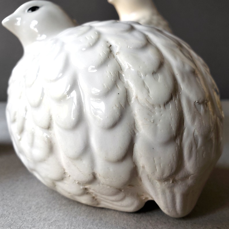 Ceramic Quail Family Cream Colored Vintage Partridge | Etsy
