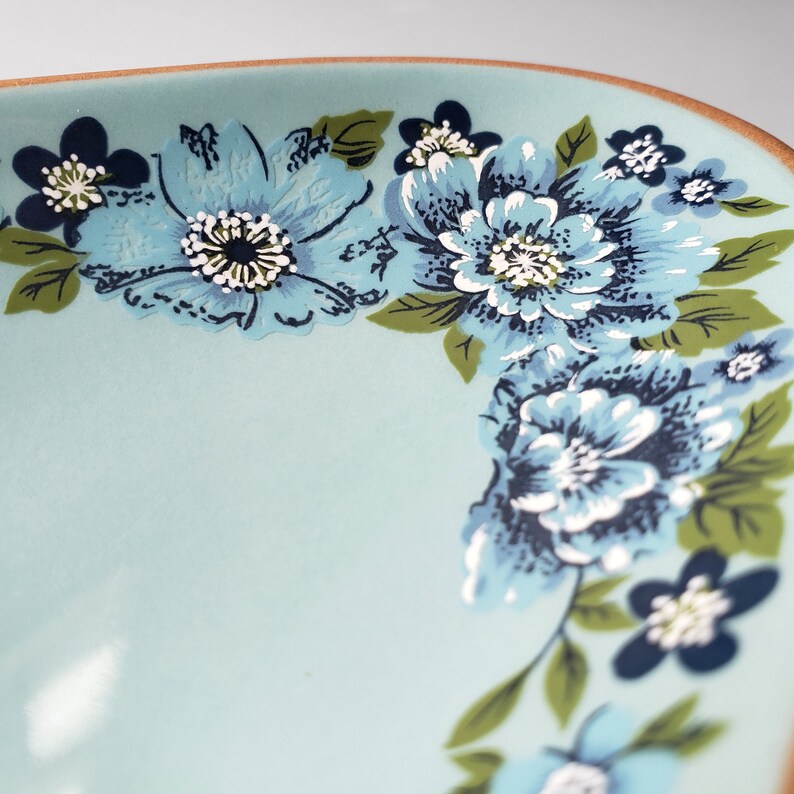 Azura Blue Floral Oval Pickle Dish Ceramic Ironware Relish | Etsy