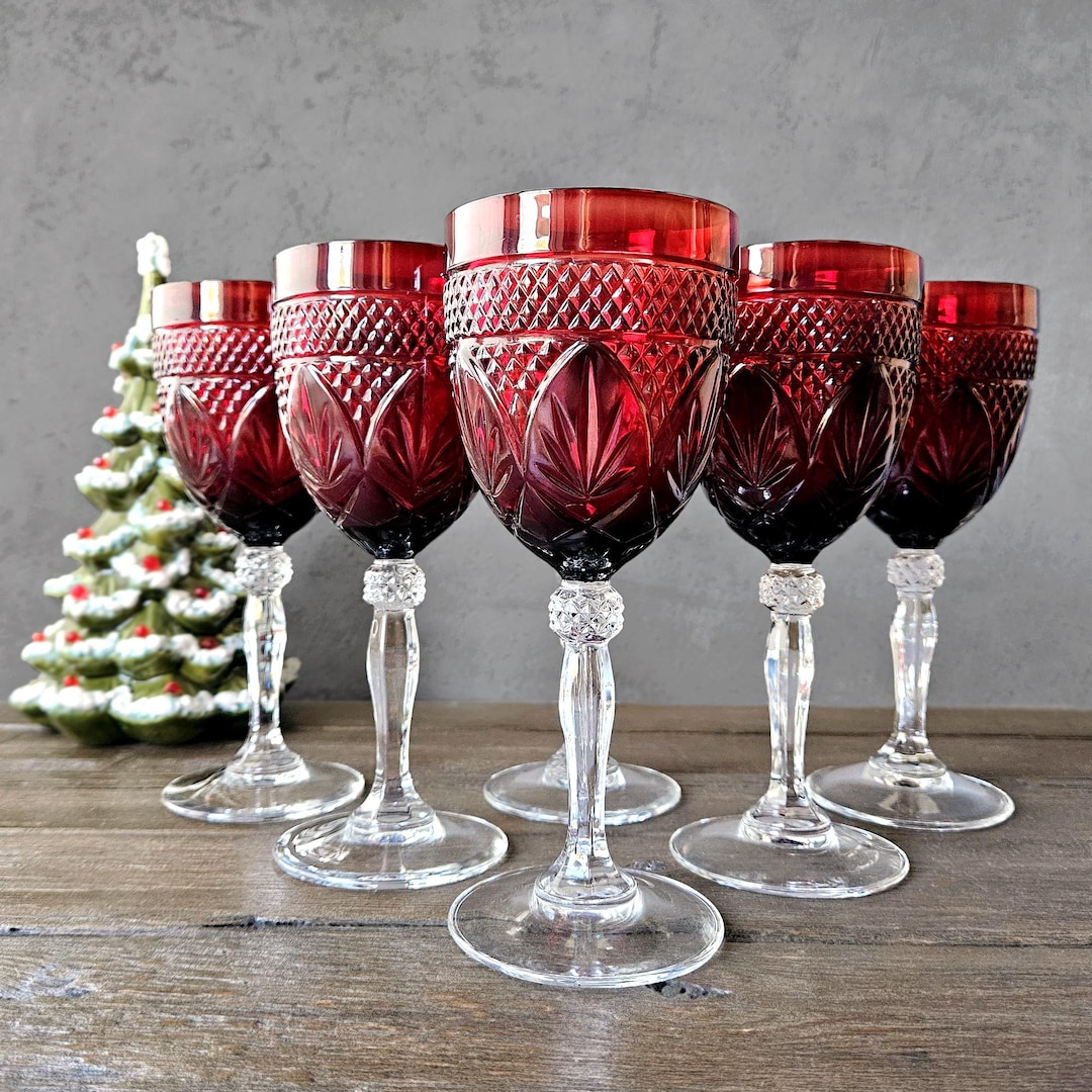 Vintage Cristal D'arques Durand Ruby Red Wine Glasses (sold in Sets of ...