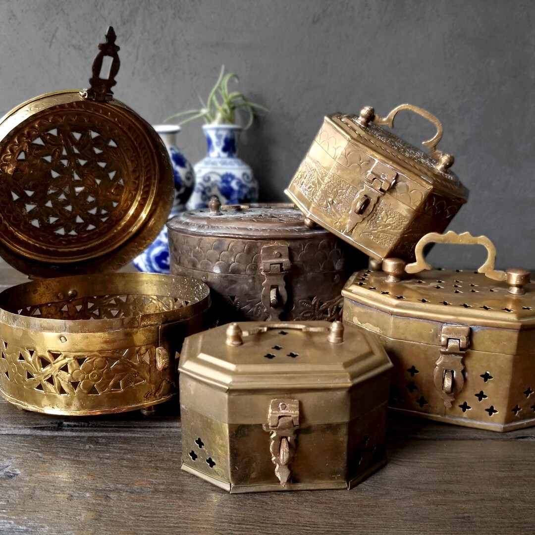 Assorted Small Brass Cricket Box Vintage Trinket Containers Sold ...