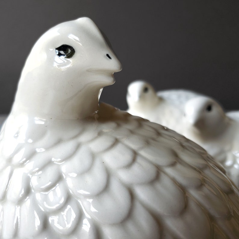 Ceramic Quail Family Cream Colored Vintage Partridge | Etsy