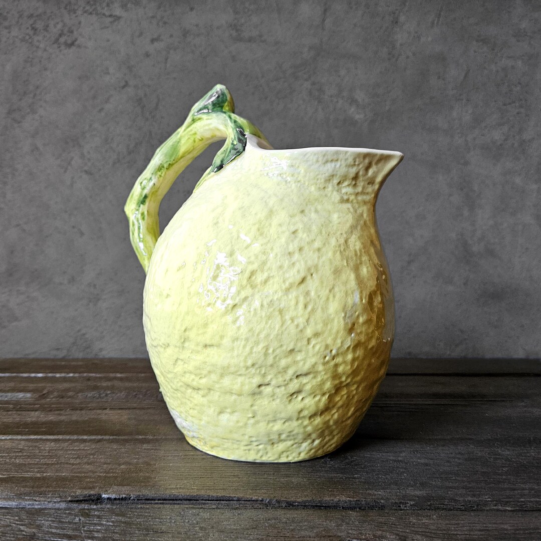 Italian Lemon Pitcher - Hand-painted Yellow Citrus Fruit - Vintage ...