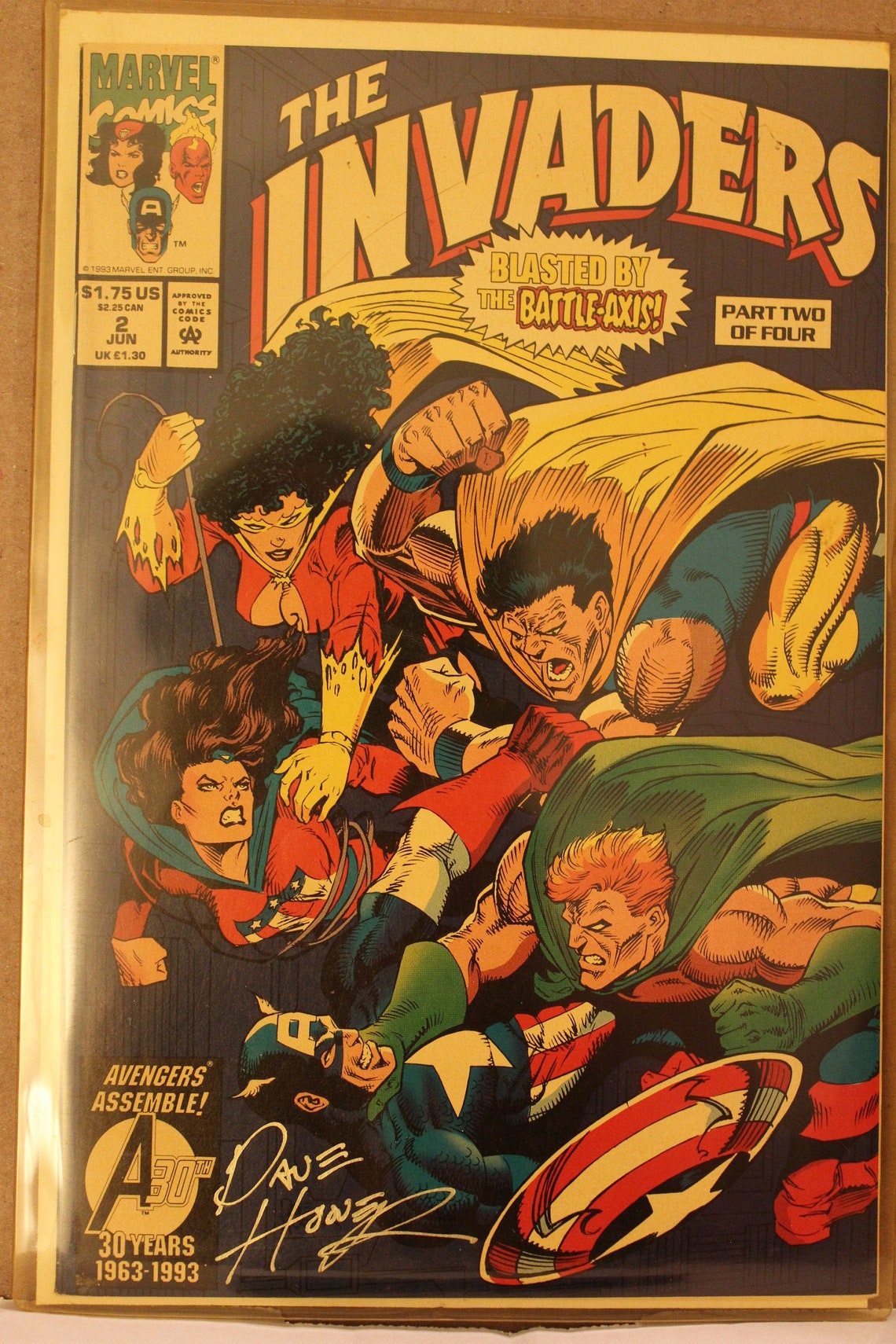 The Invaders #2 Signed - Marvel Comics - June, 1993 - Signed by Dave ...