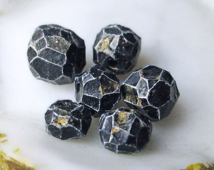 Faceted Polymer Clay Bead Set - 6 Rustic Beads - Primitive SMALL ...