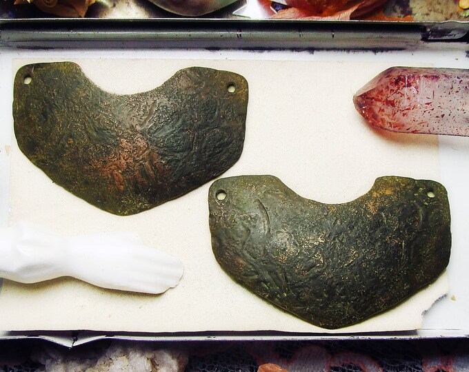 Rustic Brass Shields 2 Primitive Gold Tone Earring Components 1 Pair ...