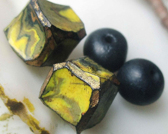 Handmade Polymer Clay Set - 4 Rustic Beads - Millefiori Cubes ...