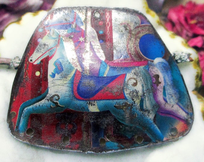 Rustic Handmade Tin Pendant Connector - Carousel Horse Pendant ...