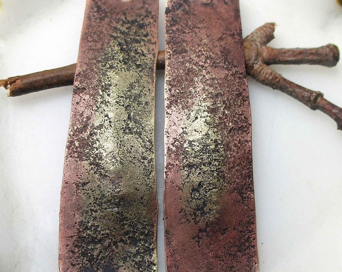Handmade Brass Charms | 2 Rustic Primitive Charms | Pair | Age Worn ...