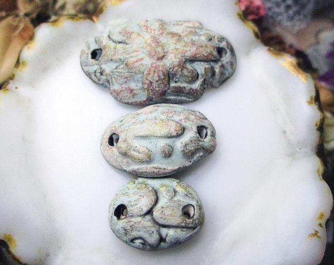 Handmade Polymer Clay Connector Trio 3 Rustic Bracelet Connectors Focal ...