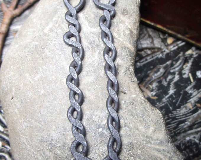 Rustic Steel Charms - 2 Primitive Viking Twists - Long Hammered Dark ...
