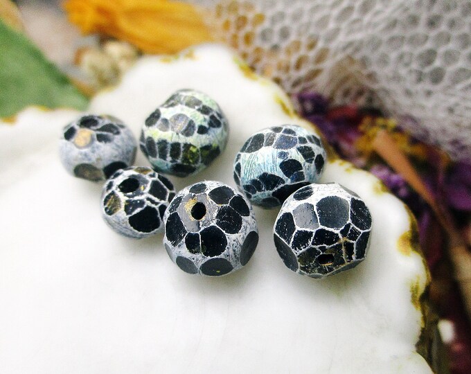 Faceted Polymer Clay Bead Set - 6 Rustic Beads - Primitive Faceted ...