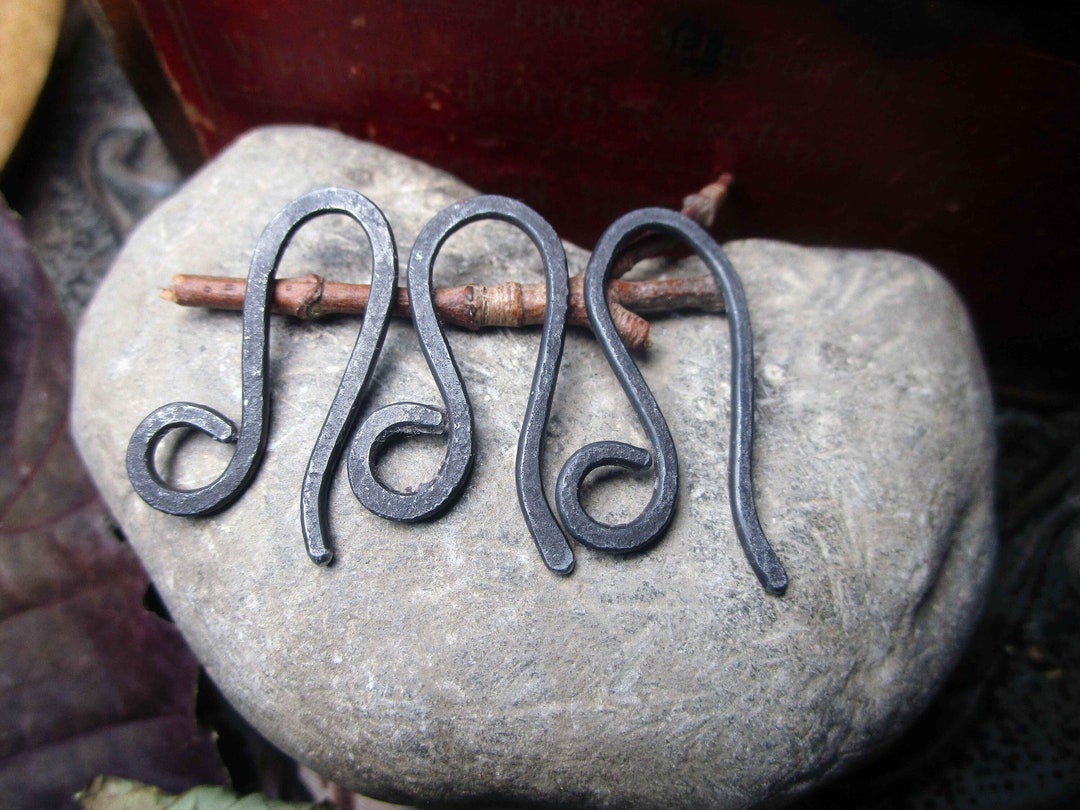 Handmade Steel Hooks 3 Rustic Gunmetal Clasp Findings Medium to Larger ...