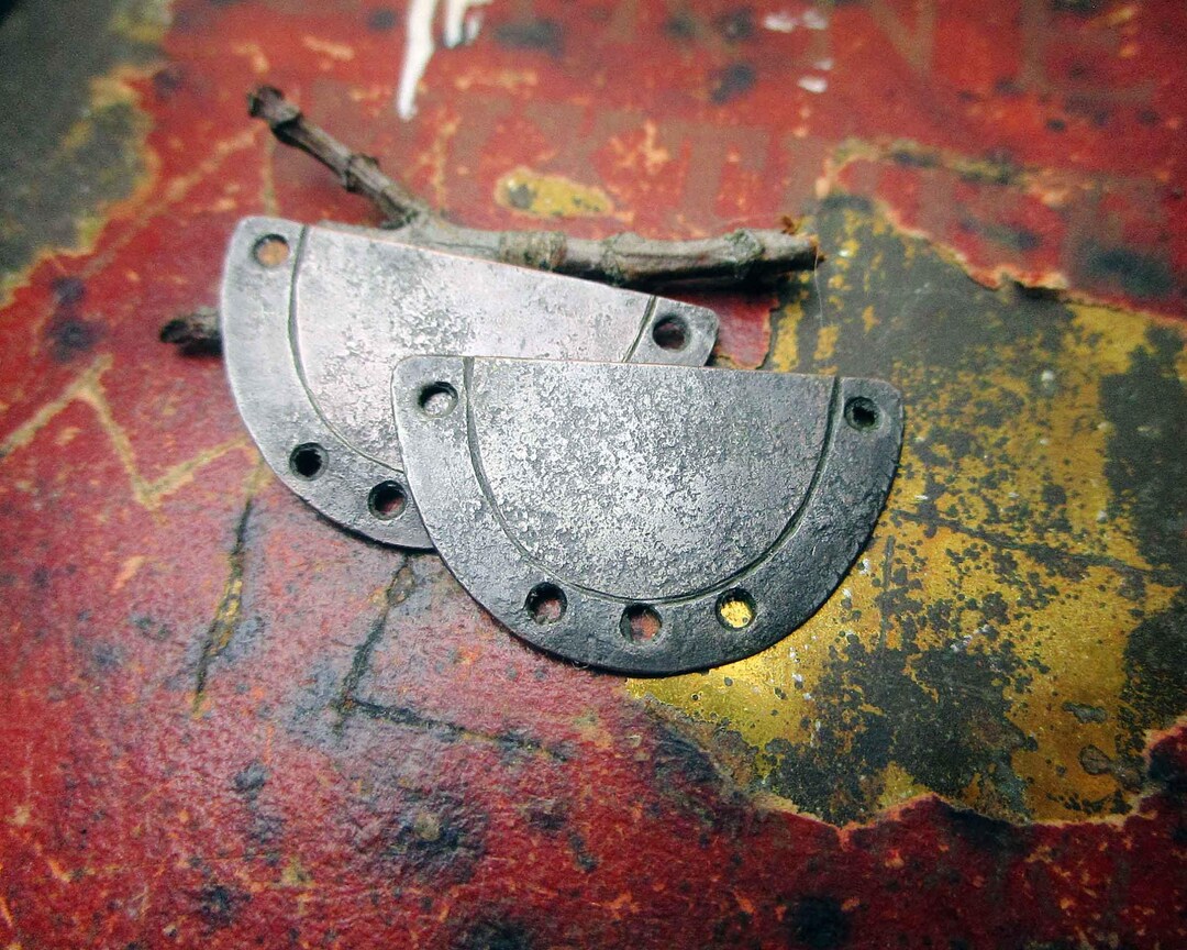 Rustic Salvaged Earring Connectors | 1 Pair | Metal Shields | Altered ...