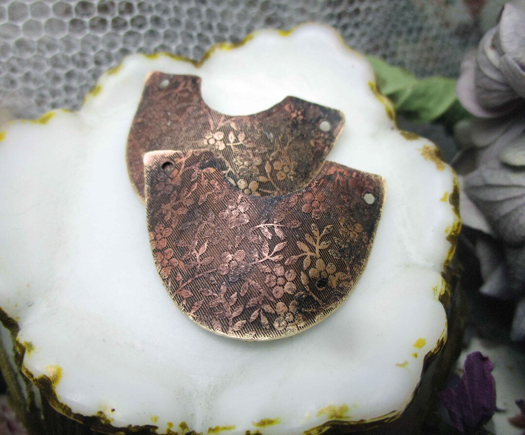 Rustic Brass Shields 2 Primitive Oxidized Chandelier Earring Shield ...