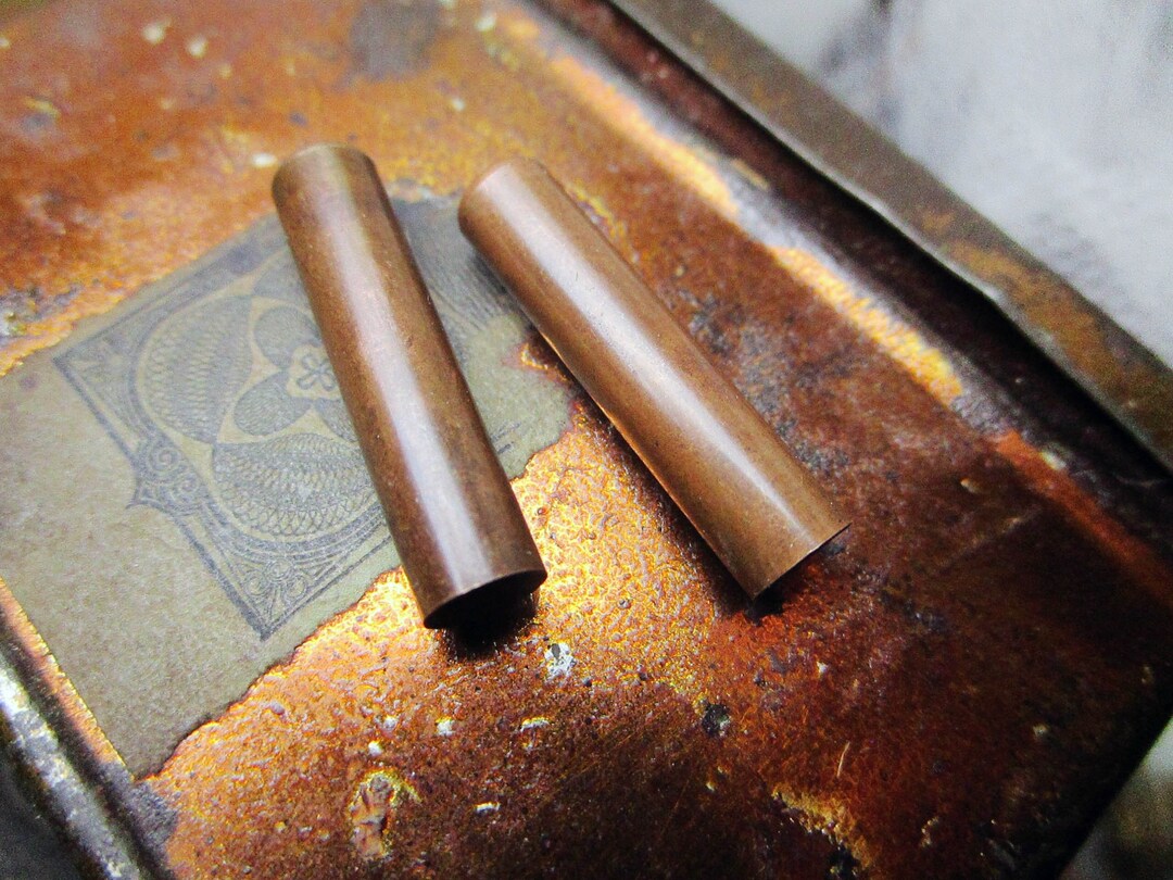 Rustic Copper Barrel Caps One Pair 2 Tarnished Metal Caps Industrial ...