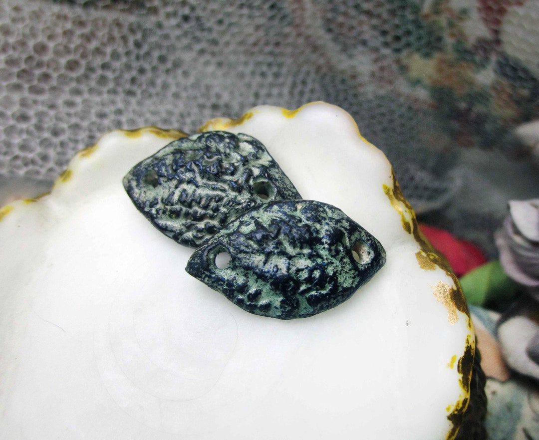 Handmade Polymer Clay Connectors - 2 Rustic Versatile Tapered Ovals ...