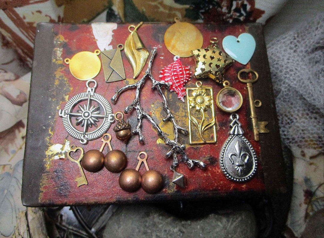 Destash Mix No. 44 Eclectic Mix Charms for Assemblage Mixed Sizes ...