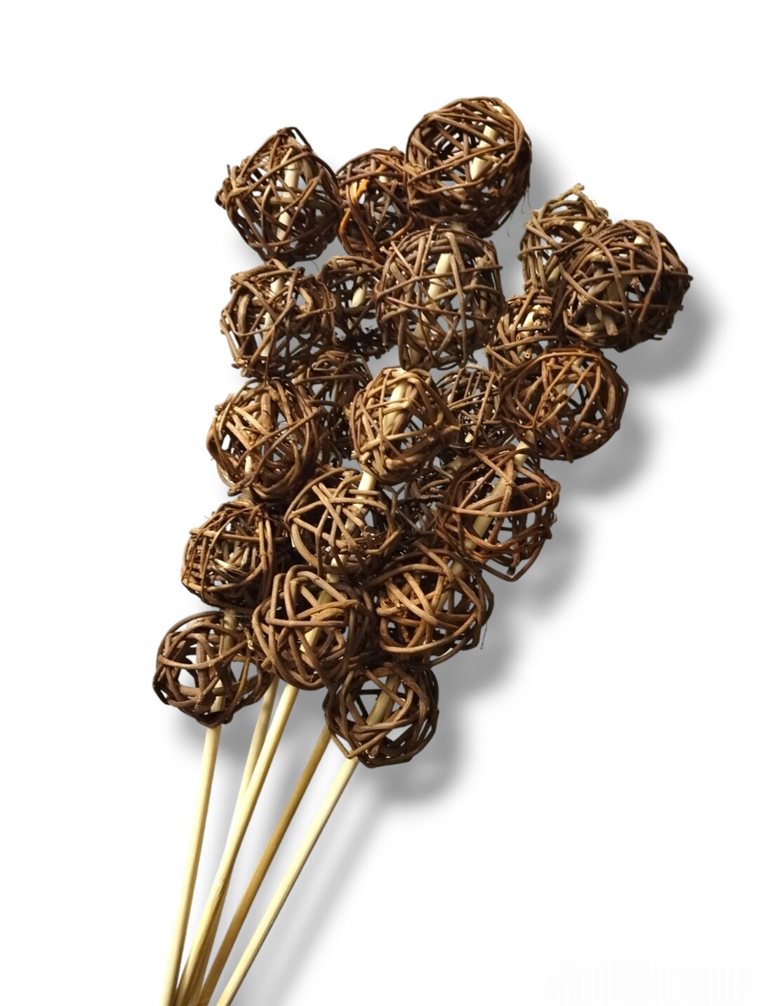 5 X Cane Wicker Balls Stemmed - Brown - Balinese Home Decoration - Etsy