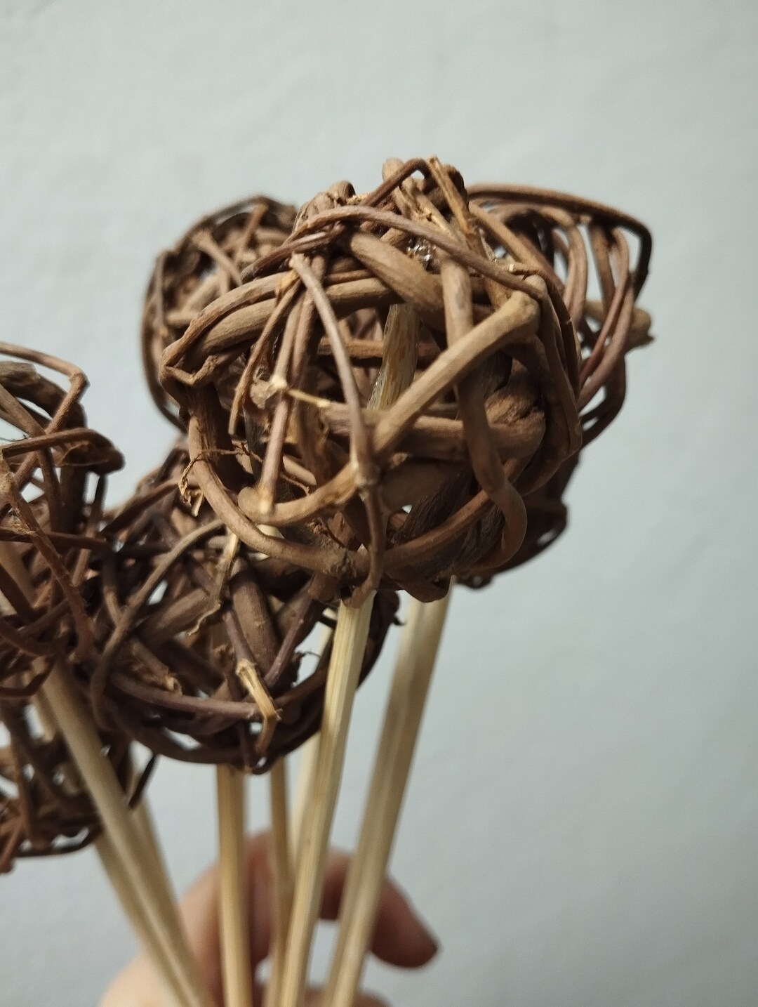 10 X Cane Wicker Balls Stemmed - Brown - Balinese Home Decoration - Etsy