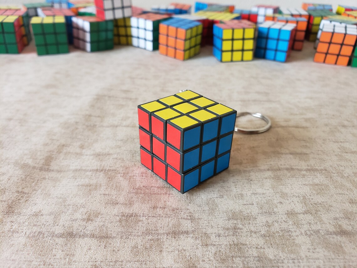 Mini Magic Cube Puzzle Key Chain Fully Functional | Etsy