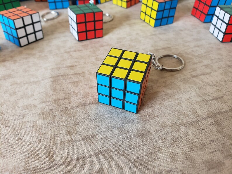Mini Magic Cube Puzzle Key Chain Fully Functional | Etsy