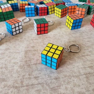 Mini Magic Cube Puzzle Key Chain Fully Functional - Etsy