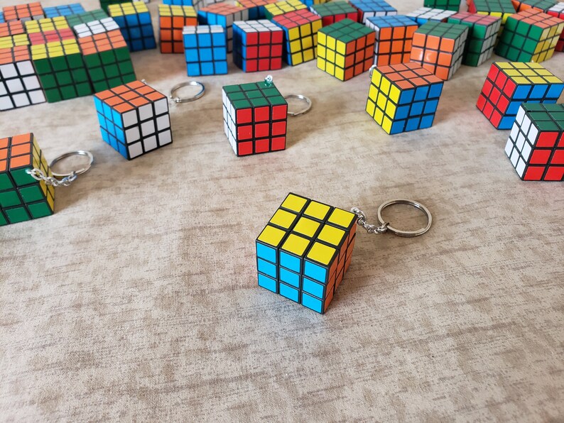 Mini Magic Cube Puzzle Key Chain Fully Functional | Etsy