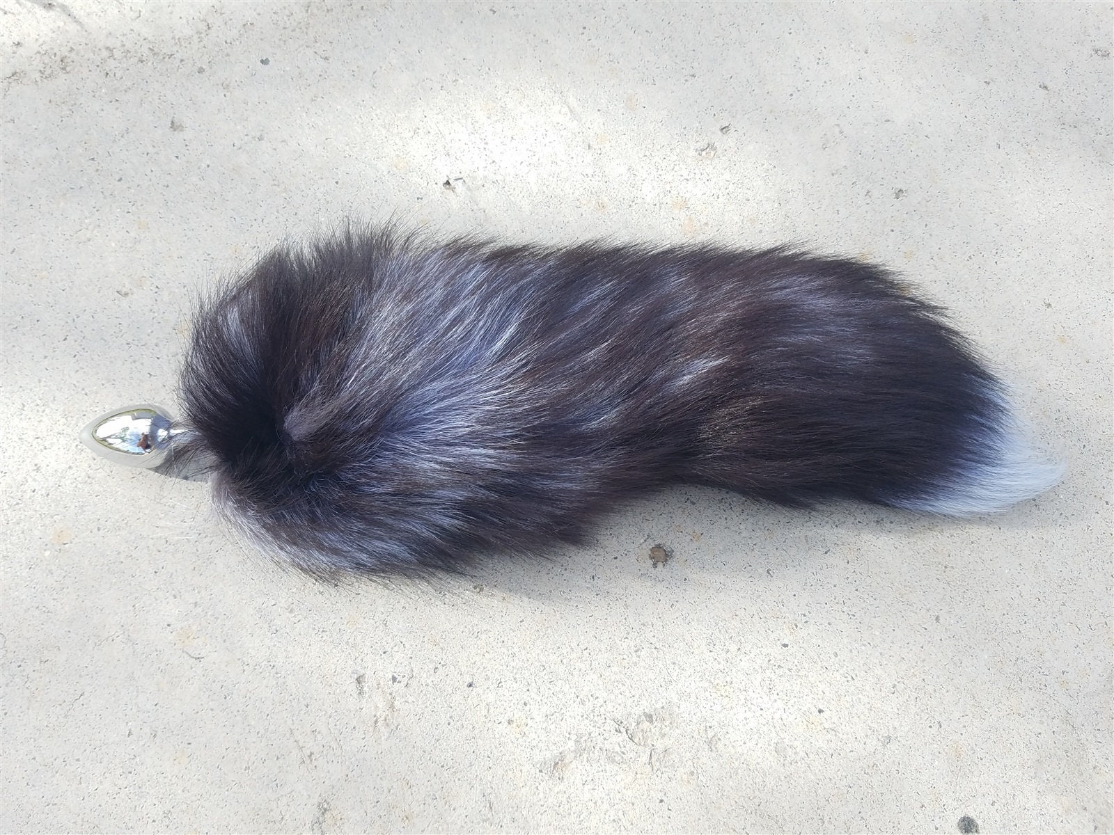 Fox Tail Butt Plug Acero inoxidable negro con gran cola de - Etsy España