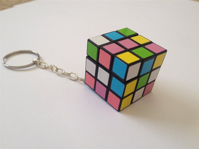 Mini Magic Cube Puzzle Key Chain Fully Functional | Etsy