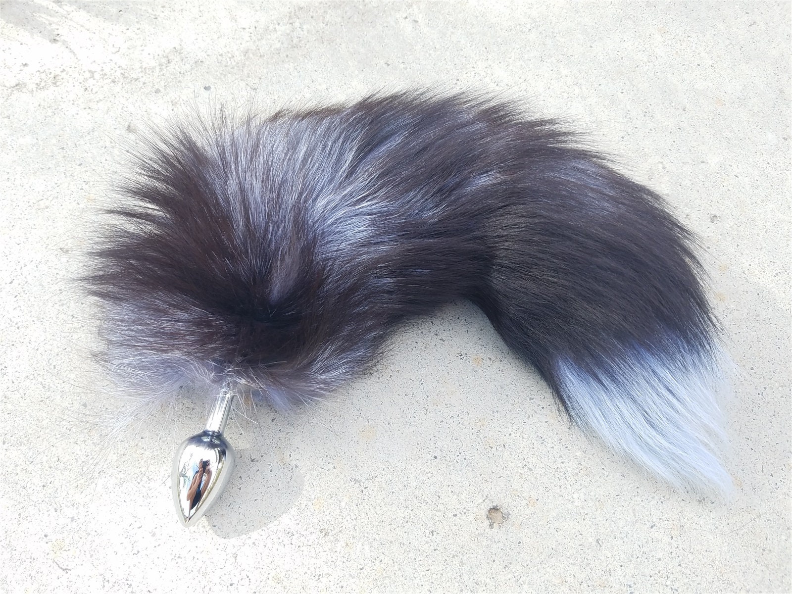 Fox Tail Butt Plug Acero inoxidable negro con gran cola de - Etsy España