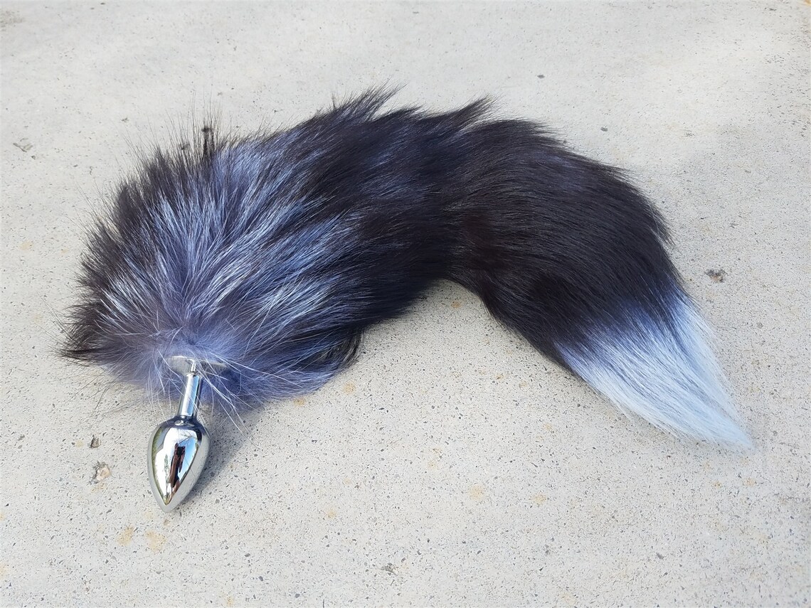 Fox Tail Butt Plug Acero inoxidable negro con gran cola de - Etsy España