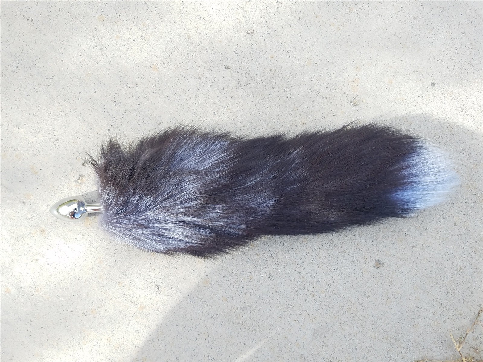 Fox Tail Butt Plug Acero inoxidable negro con gran cola de - Etsy España