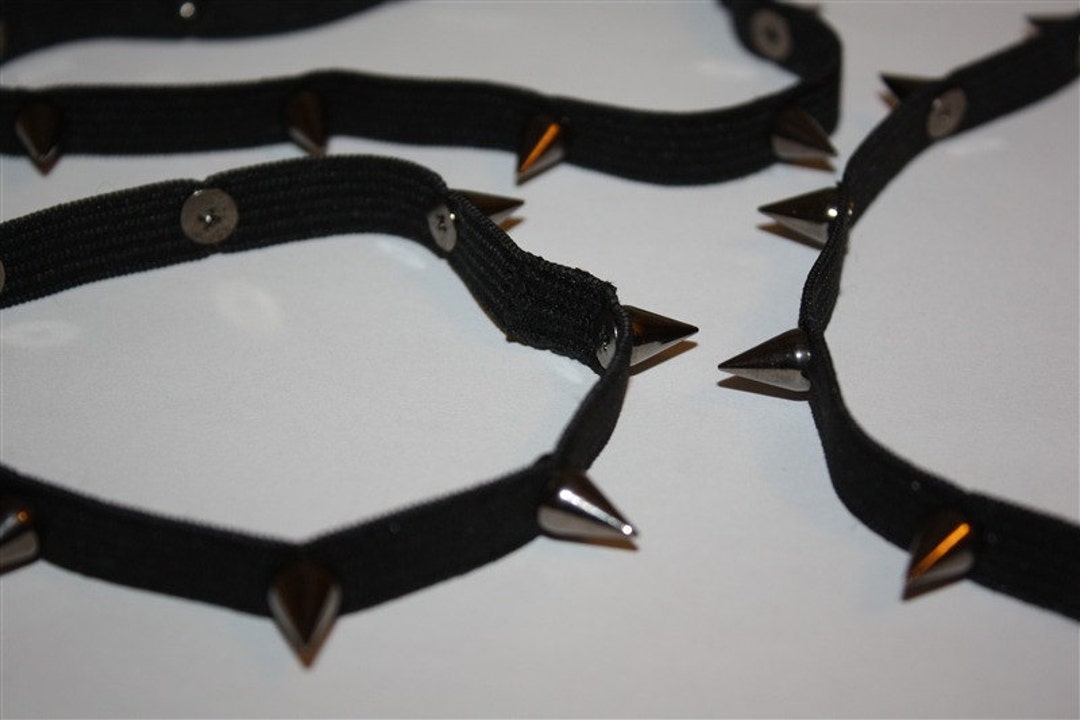 Spiked Chokers and Spiked Bracelets - Elastic Spiky Black Punk Goth ...