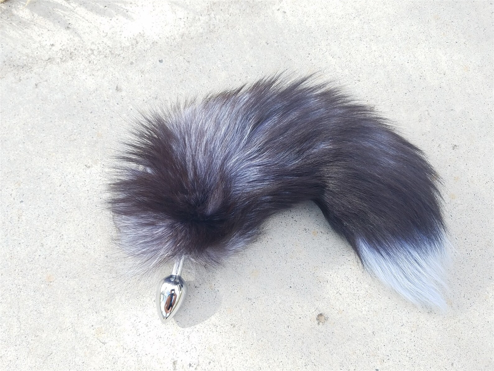 Fox Tail Butt Plug Acero inoxidable negro con gran cola de - Etsy España